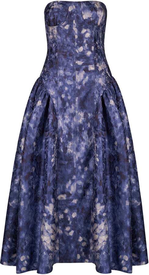 MARIA ELENA VILLAMIL Begonia Bustier Brocade Midi Dress - ShopStyle