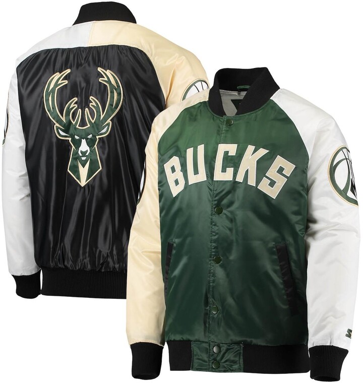 Men's Starter Hunter Green, Gold, White Milwaukee Bucks Tricolor Remix ...