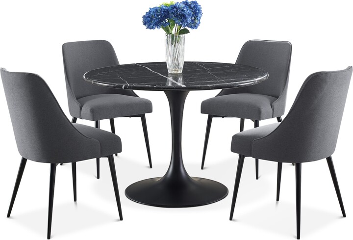 Steve Silver Colfax 5-Pc. Dining Set, (Round Table & 4 Side Chairs ...