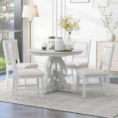 Lark Manor 5-Piece Retro Functional Dining Set, 1 Extendable Table with ...