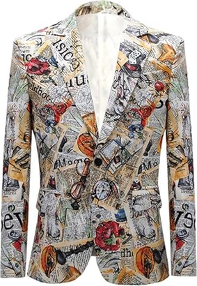 WAIDFU Men's Casual Blazers Slim-Fit Suit Jackets Fashion One Button ...