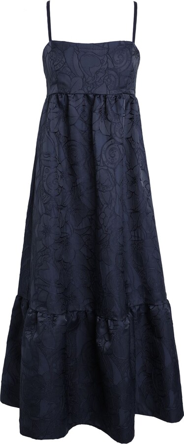 Topshop Midi Dress Midnight Blue - ShopStyle