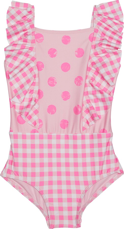 Beach Lingo Kids' Polka Dot & Check Ruffle One-Piece Swimsuit ...