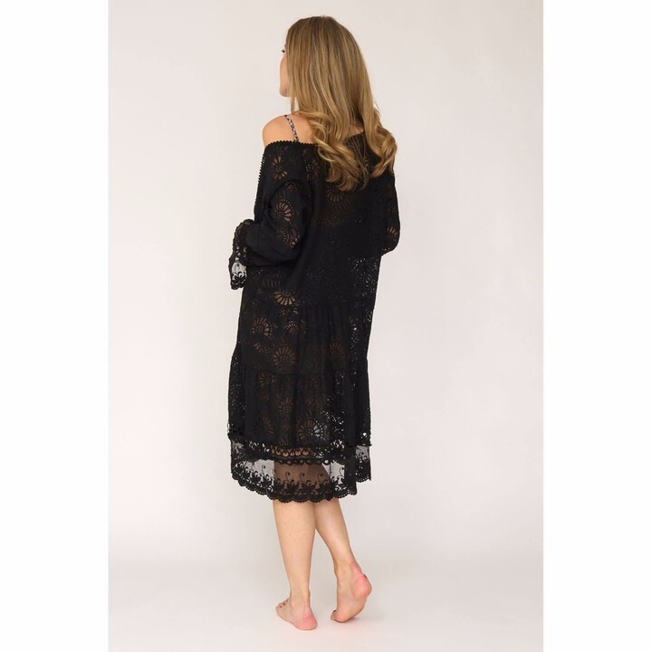 Lace Beach Cover Up in Black - ShopStyle Day to Night Dresses
