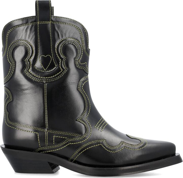 Ganni Embroidered Low Western Boots - ShopStyle