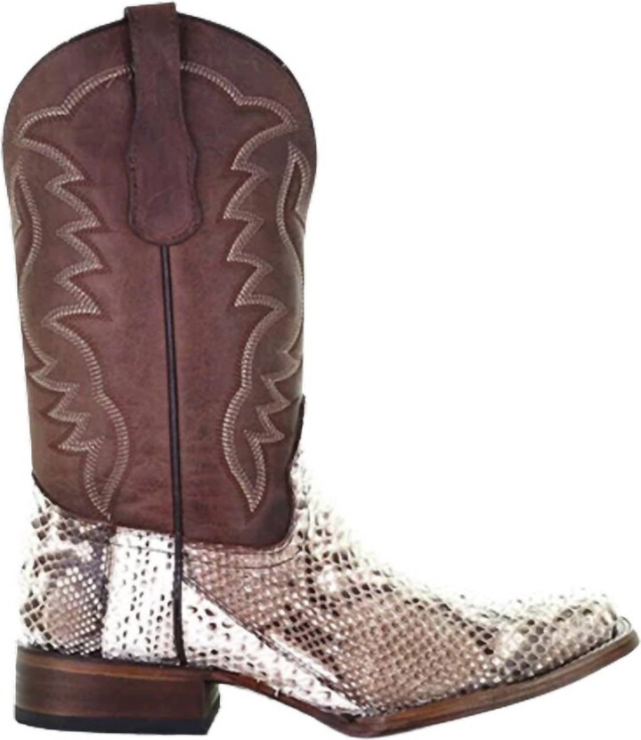 Corral Men's Wide Square Toe Western Boots In Natural Brown Python ...