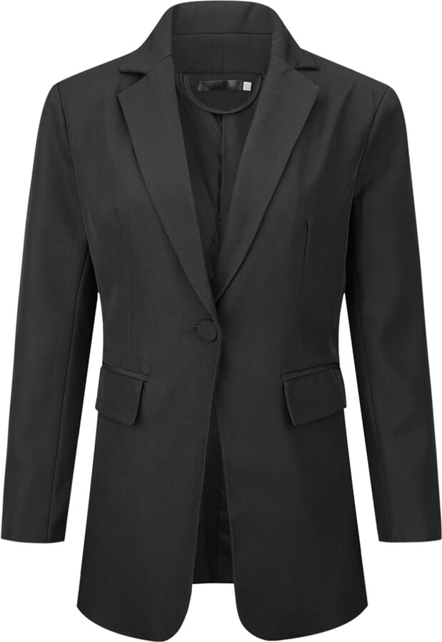 YUNCLOS Womens Long Sleeve Suit Jackets Black - ShopStyle