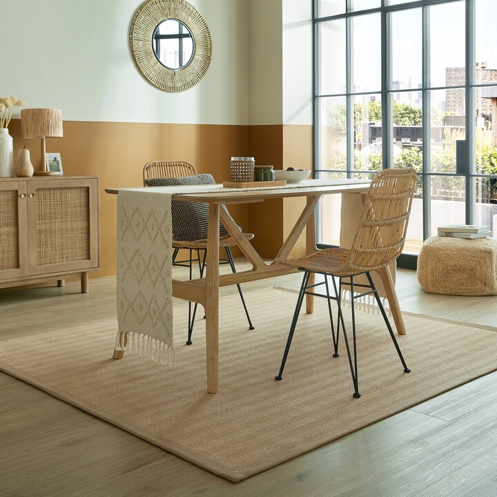 Dunelm Herringbone Border Square Rug Brown - ShopStyle