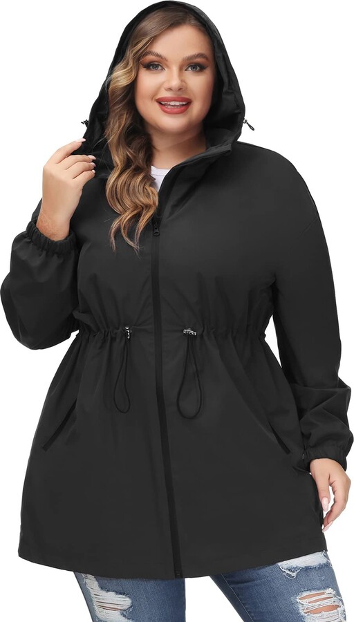 Hanna Nikole Women's Plus Size Hooded Raincoat Outdoor Jacket ...
