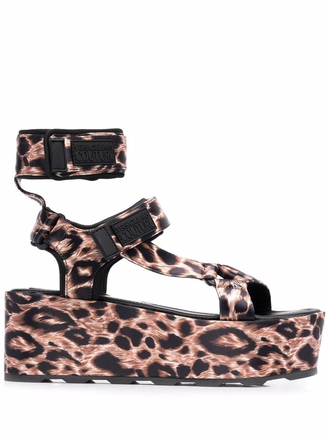Versace Jeans Couture Leopard Print Platform Sandals - ShopStyle