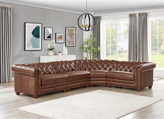 Hydeline USA Hydeline Aliso Top Grain Leather L-Shape Chesterfield Sectional Sofa - L-Piece ...