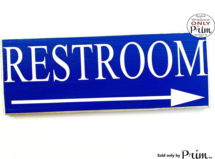 Etsy Restroom With Arrow Custom Wood Sign Directional Bathroom Office ...