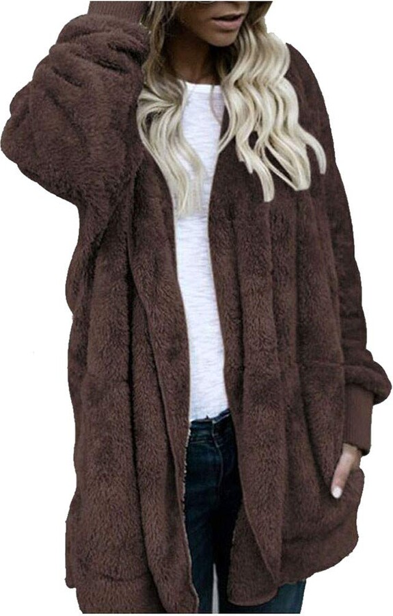 MODSGUE Plush Jacket Women's Unisex Winter Coat Plush Cardigan Teddy ...