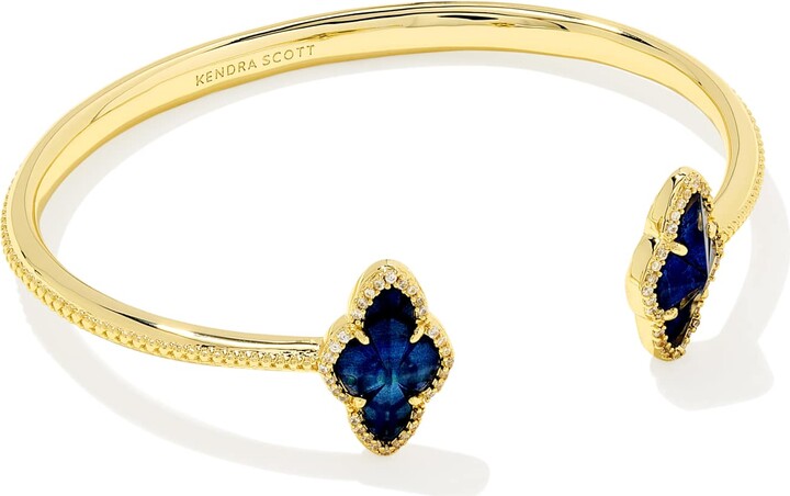 Kendra Scott Abbie Gold Pave Frame Cuff Bracelet in Navy | Abalone ...