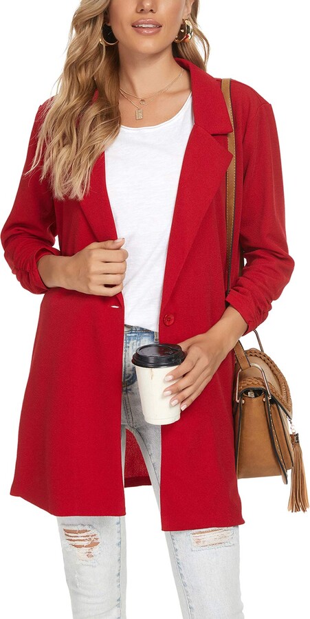 MINTLIMIT Womens Long Suit Jacket One Button Lapel Blazer Long Winter ...