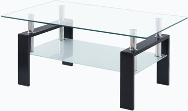 Wenty Tempered Clear Glass Coffee Table, 2-Layers Coffee Table Living ...