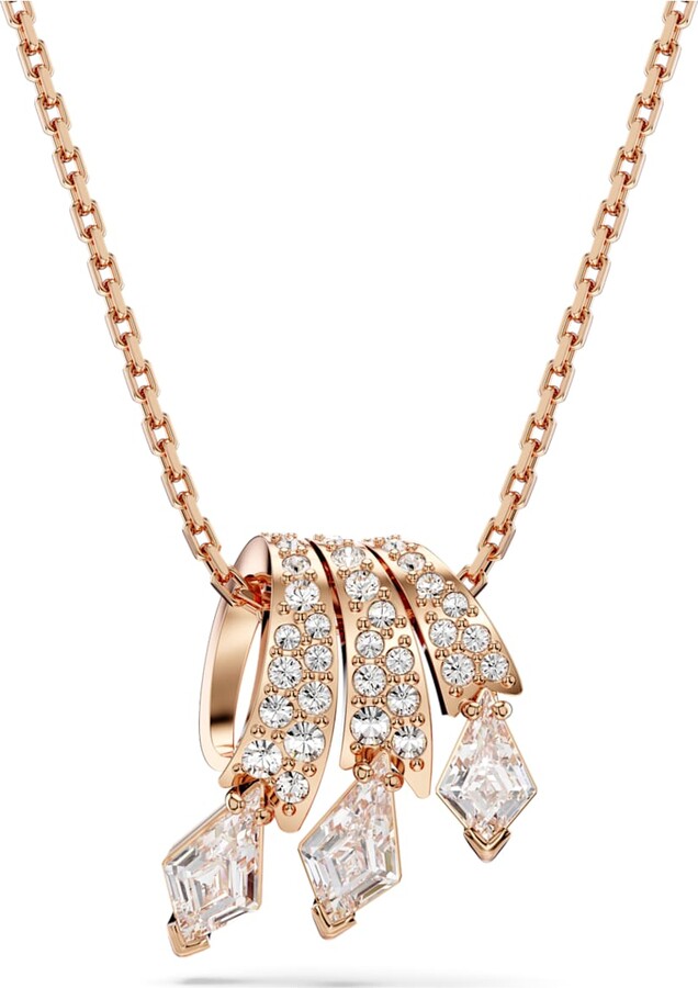 Swarovski Dragon & Phoenix pendant, Dragon’s claw, White, Rose gold ...