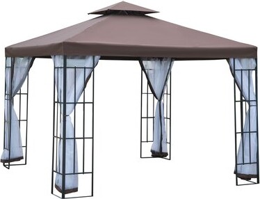 Outsunny Portable Backyard 9.8 Ft. W x 9.8 Ft. D Metal Patio Gazebo ...