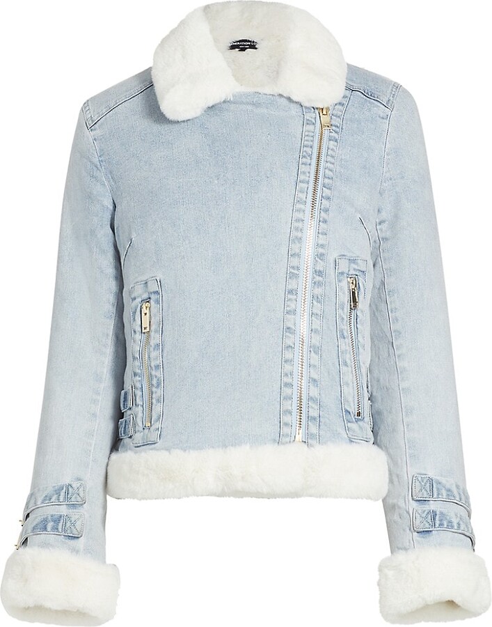 Generation Love Women's Molly Denim & Faux Fur Moto Jacket - Light Blue ...
