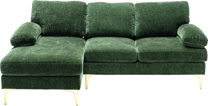 RASOO L-shape Sectional Sofa Chenille 3 Seater Sofa Upholstered Lounge ...