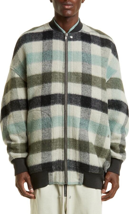 Rick Owens Jumbo Peter Plaid Wool Flight Jacket - ShopStyle