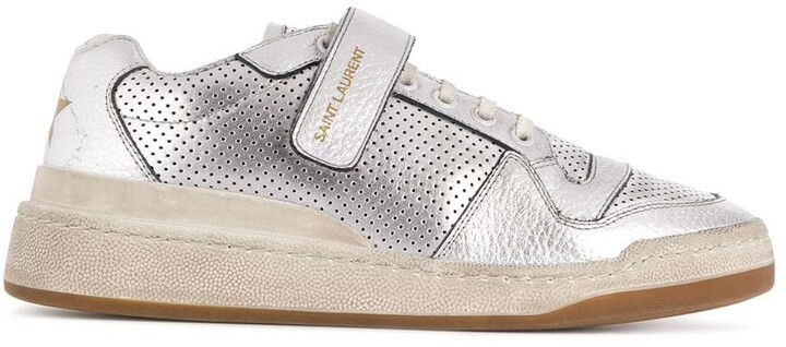 Saint Laurent SL24 worn-effect sneakers - ShopStyle