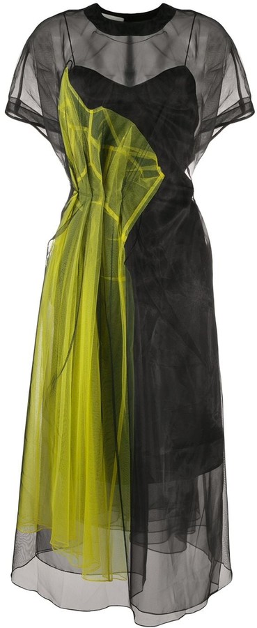 Quetsche Panelled Sheer-Panel Midi Dress - ShopStyle