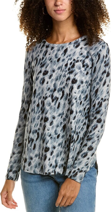 Joan Vass High-Low Hem Animal Print Sweater - ShopStyle