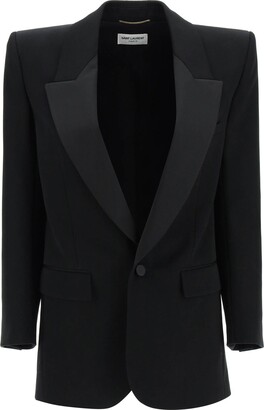 Saint Laurent Tuxedo Jacket With Satin Lapels - ShopStyle Blazers