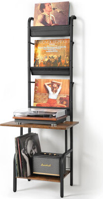 George Oliver Vertical Record Player Stand With Extra-Large Top, 5-Tier ...