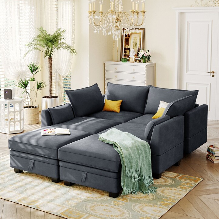 TONWIN Large Modular Sectional Sofa, Convertible Bed with Reversible ...