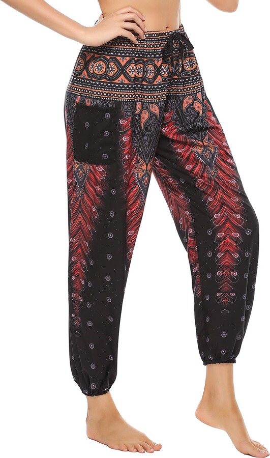 Doaraha Women's Harem Hippie Pants Baggy Hippy Bohemian Patterned High ...
