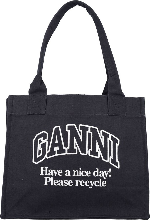 Ganni Large Canvas Tote Bag - ShopStyle