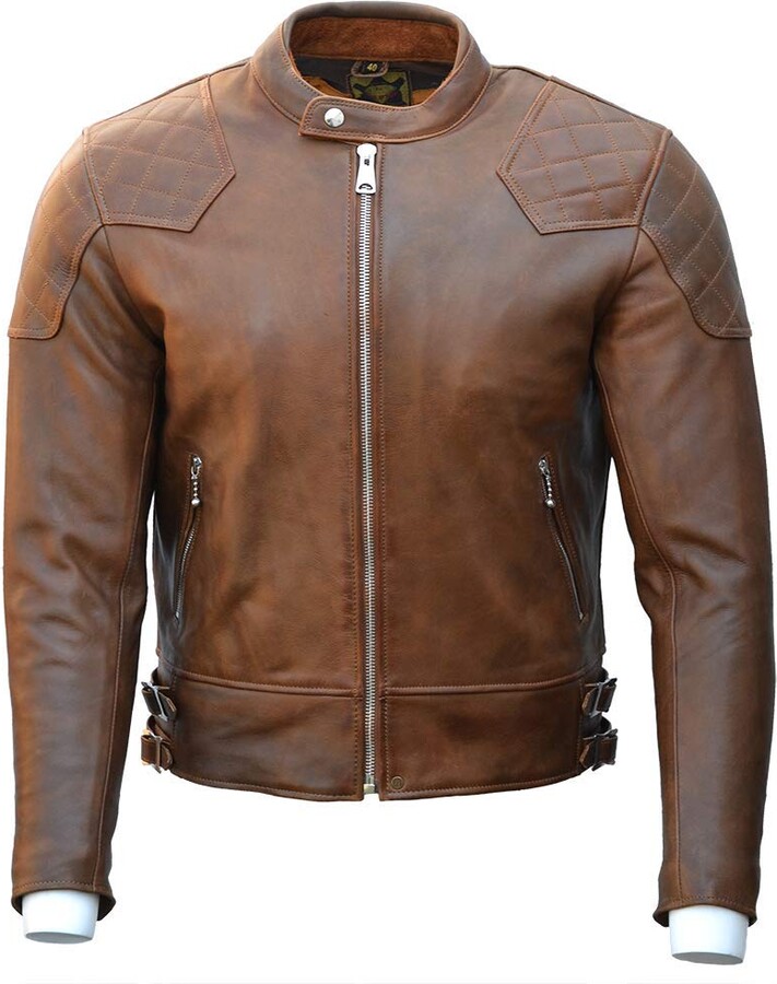 Goldtop '76 Cafe Racer CE AAA Approved Leather Motorcycle Jacket ...
