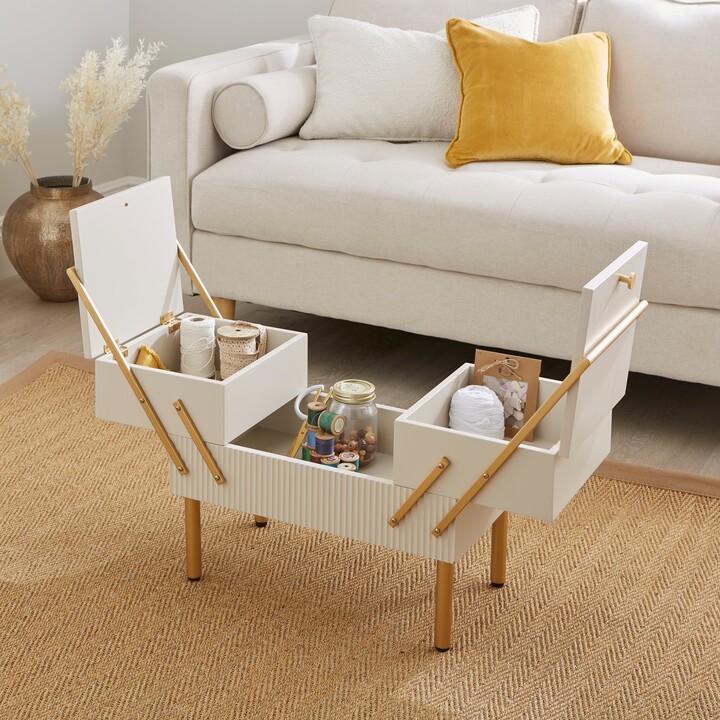 Dunelm Georgi Cantilever Stone Grey Standing Sewing Box Stone ...