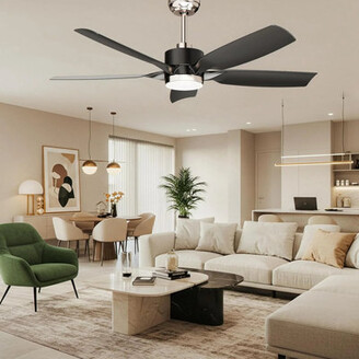 Ebern Designs 52" 5-Blade Ceiling Fan with Light: Remote, Reversible DC ...