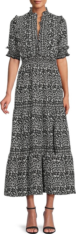 Max Studio Tiered Floral Midi Dress - ShopStyle