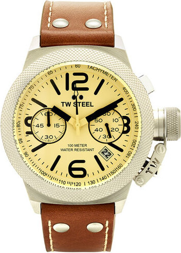Zales Men's TW Steel Canteen Chronograph Leather Strap Watch with ...