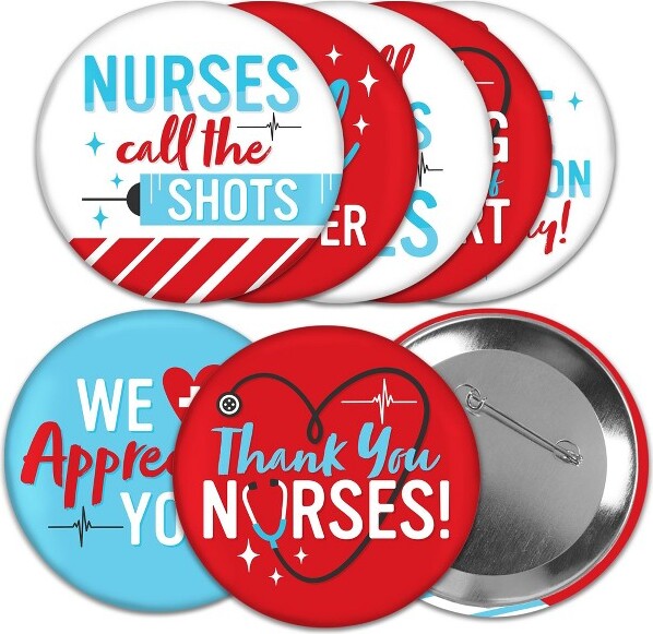 Big Dot of Happiness Thank You Nurses - 3 inch Nurse Appreciation Week Badge - Pinback Buttons ...