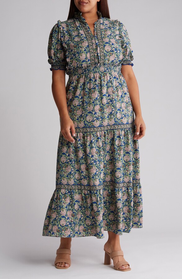 Max Studio Short Sleeve Tiered Maxi Dress - ShopStyle