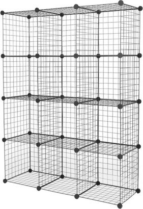 12-Cube Organizer Cube Storage Shelves Wire Cube Storage Metal Grid ...