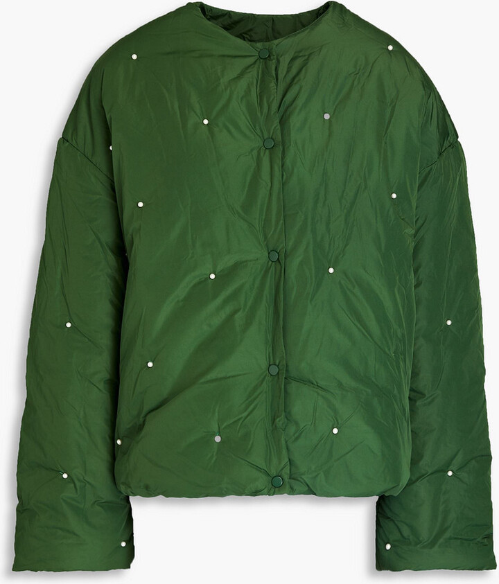 Sleeper Oversized faux pearl-embellished shell jacket - ShopStyle Down ...