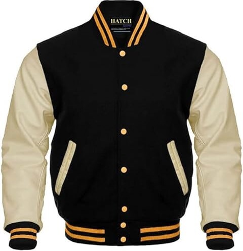 Hatch Sports Men's Classic Varsity Letterman Jackets Genuine Leather ...