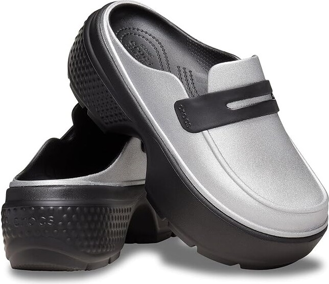 Crocs Stomp Loafers (Silver/Black) Flat Shoes - ShopStyle