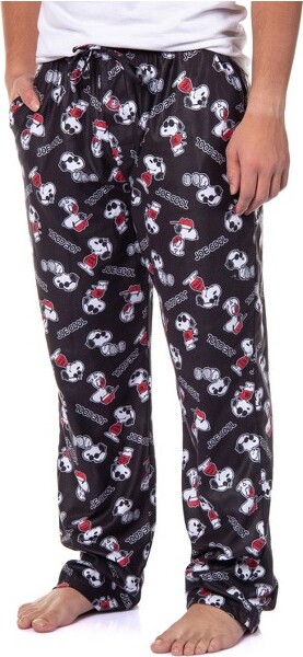 Peanuts Intimo Peanut Men' Joe Cool Snoopy Character Toed Print Sleep Pajama Pant (XXL) Black ...
