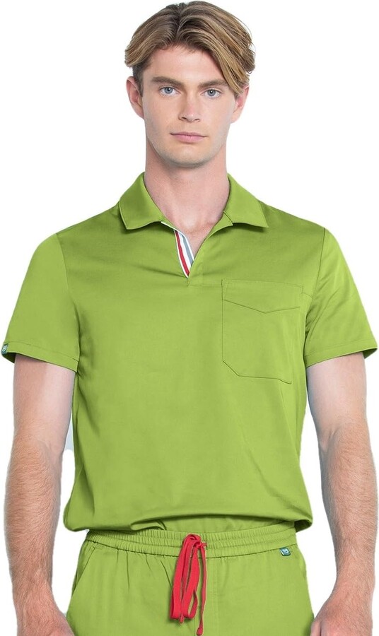 Mediclo Men's Medical Scrub Top - Fraser Polo Collar with Chest Pockets ...