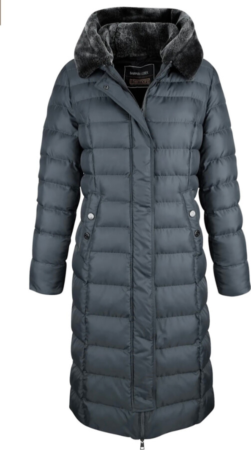 Barbara Lebek Barbara Lebeck Long Puffa Coat With Fur Hood In Dove Blue ...