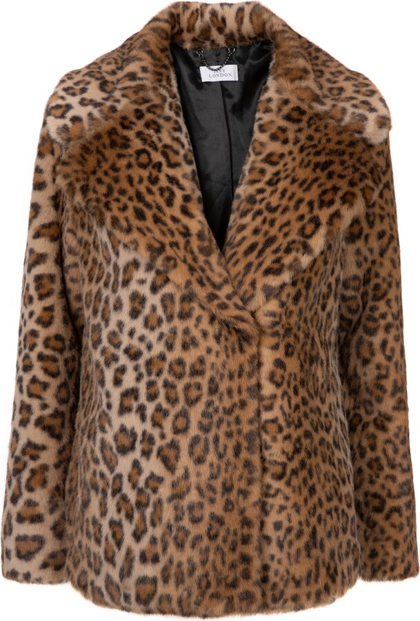 ISSY LONDON Women's Neutrals Lena Faux Fur Jacket Leopard - ShopStyle