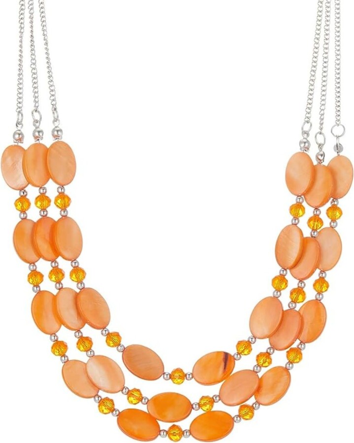 Nalia Swim Men's Yellow / Orange Bahama Layered Beaded Shell Necklace ...