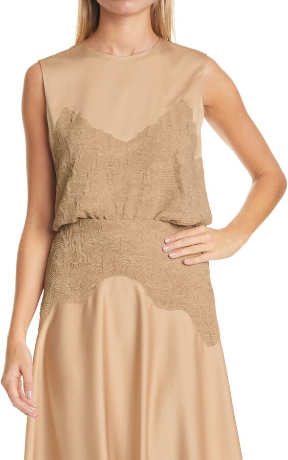 Vince Crinkled Panel Satin Sleeveless Top - ShopStyle